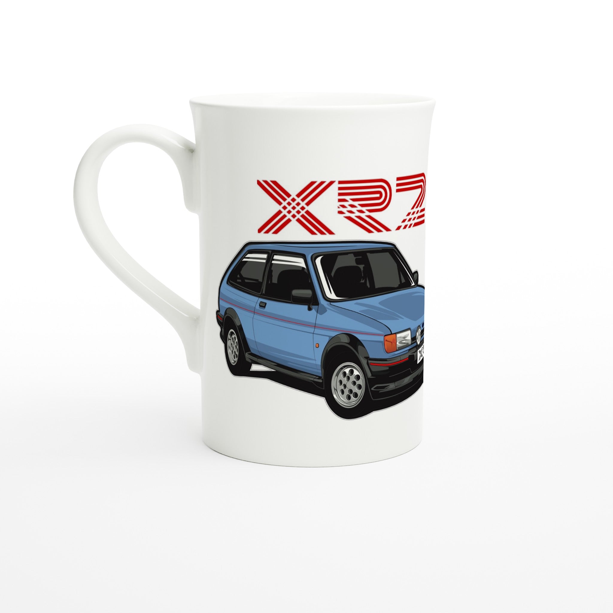 Mk2 Fiesta XR2 BLUE - White 10oz Porcelain Slim Mug – Petrol Head Style